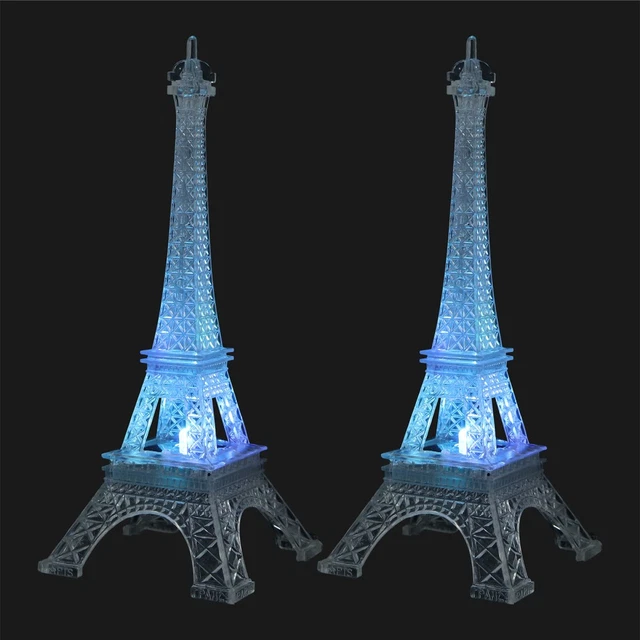 2 PCS ACRYLIC Tower Night Light Colorful Lights Eiffel Decoration £8.35 ...