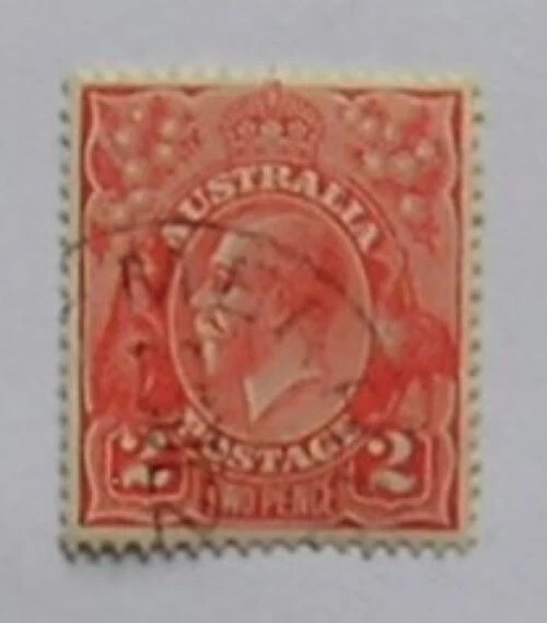 AUSTRALIA STAMP 2D red King George V KG5, single, water mk. used 1914 ...