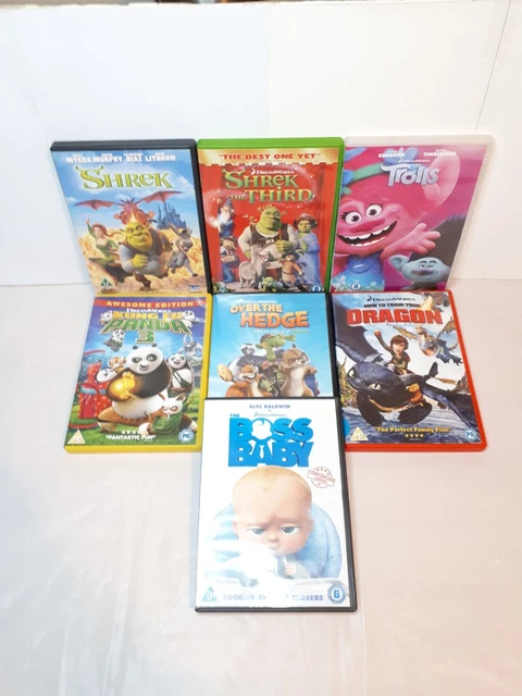 DREAMWORKS 7X MOVIES DVD Bundle Shrek 1&3, Trolls, Boss Baby, Over The ...