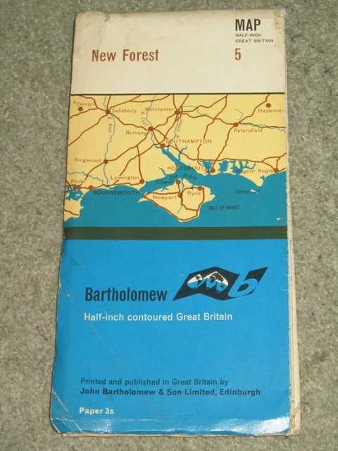 BARTHOLOMEWS HALF Inch Map; sheet 5 New Forest - 1966 on paper £1.39 ...