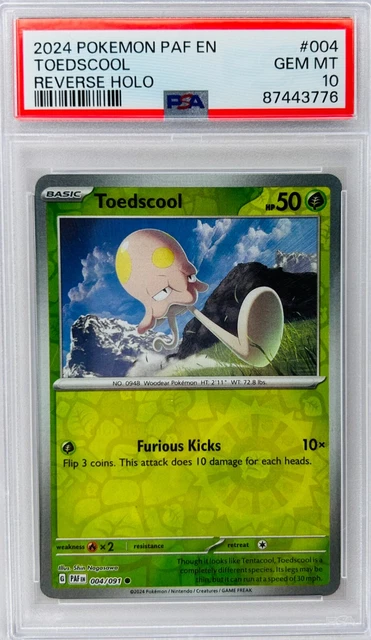 TOEDSCOOL REVERSE HOLO 2024 Pokemon Destini Paldei PAF Inglese #004 PSA ...