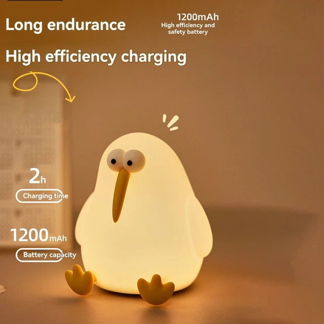 SQUISHY KIWI BIRD Lamp Rechargeable Dimmable Silicone Nursery ...