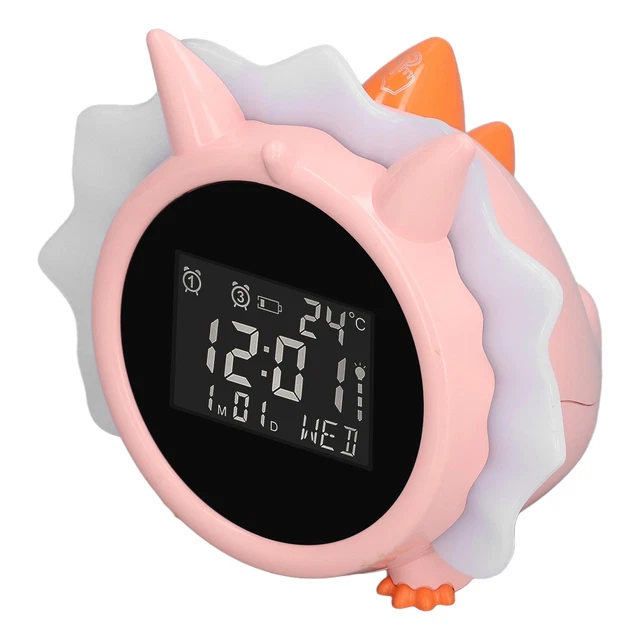 ALARM CLOCK PINK Dinosaur Shape Multifunctional Bedside LED Electronic ...
