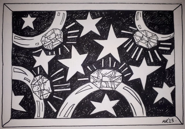 ORIGINAL INK ILLUSTRATION 'Sparkle 2023' by Michelle Ranson EUR 12,04 ...