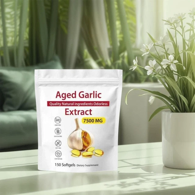 AGED GARLIC EXTRACT 7500mg - 150/300 Softgels - Odorless - Heart Immune ...