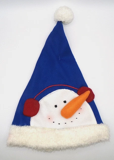 DECEMBER HOME BLUE Snowman Santa Hat Santa Claus Christmas Stocking Hat ...