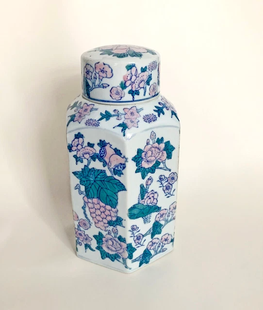VINTAGE CHINESE TEA Container Ginger Jar, Hand Painted Porcelain ...