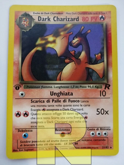 DARK CHARIZARD ® Rocket 21/82 ® Rara ® Pokemon ® 1ª EDIZIONE Italiano ...
