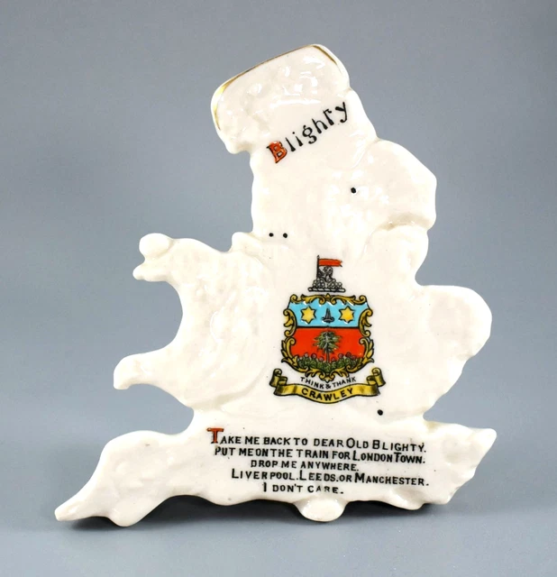 ANTIQUE CRESTED WARE Ww1 Carlton China Blighty England Wales Shape ...