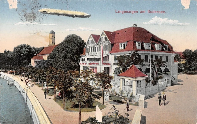 14786) ZEPPELIN AK - Zeppelin über Langenargen am Bodensee gelaufen ...