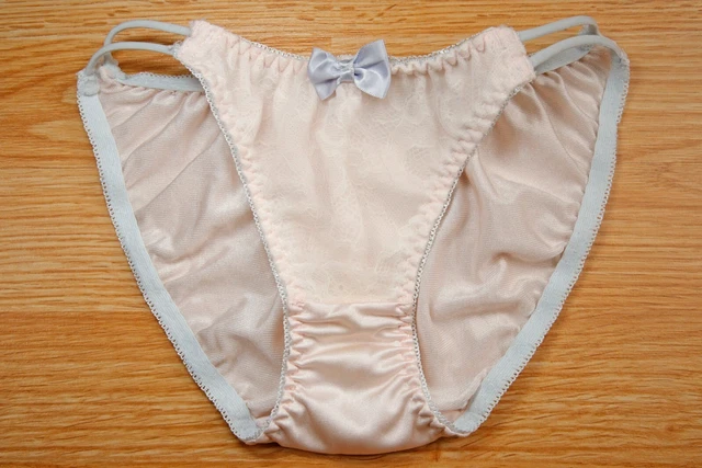 VINTAGE JAPANESE NYLON Shiny Slippery Pretty Cute Cream String Panty ...