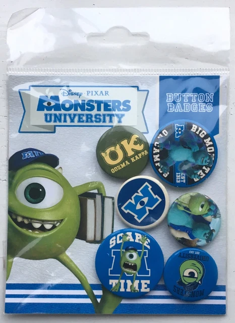 DISNEY PIXAR BUTTON Badges Set Monsters Inc University New and Sealed £ ...