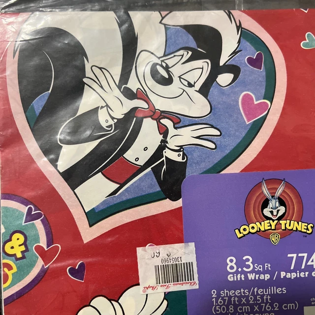 VINTAGE LOONEY TUNES Bugs Pepé Le Pew Taz Tweety Gift Wrap Sheet ...