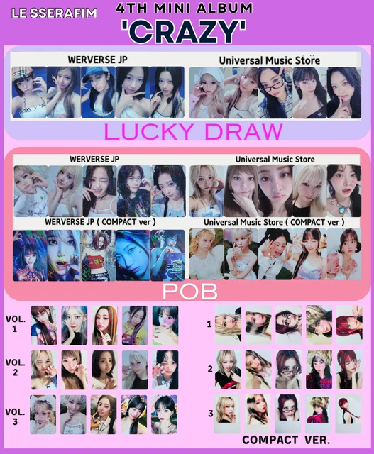 LE SSERAFIM CRAZY 4th Mini Album Photocard JAPAN Lucky draw POB EUR 13 ...