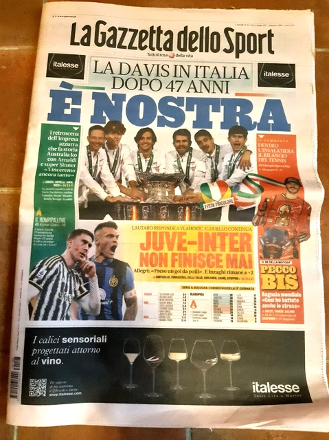 GAZZETTA DELLO SPORT 27-11-2023 - Coppa Davis Italia Jannik Sinner Tennis EUR 19,95 - PicClick DE