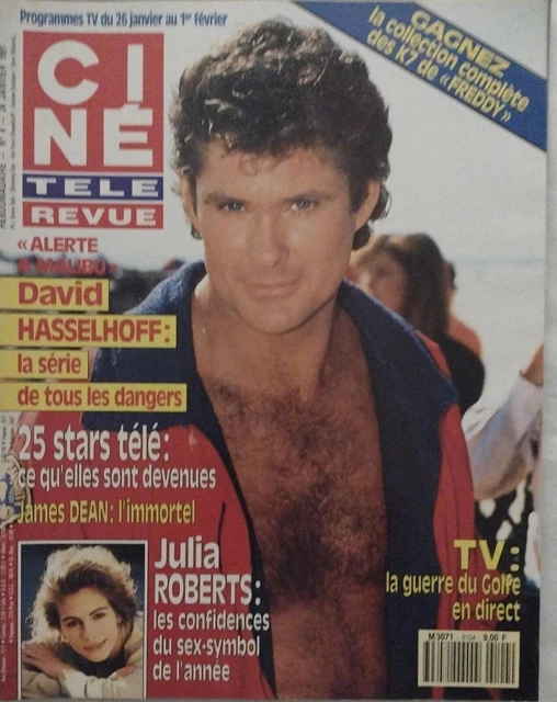 CINE REVUE / David Hasselhoff- Julia Roberts - James Dean- Montand / 01 1991 EUR 6,00 - PicClick FR