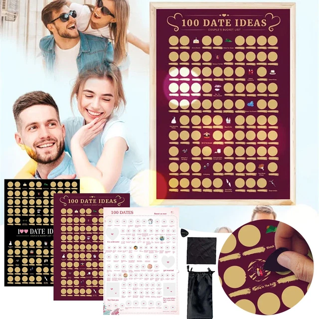 100 DATES IDEAS Scratch Off Planner Poster Matching Couples Scratch ...