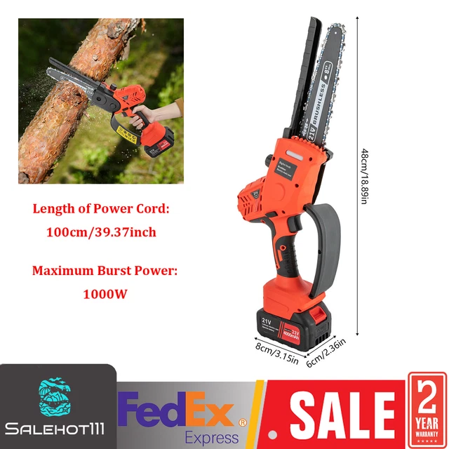 8 INCH MINI Chain Saw Handheld Cordless Chainsaw with 2 Batteries ...