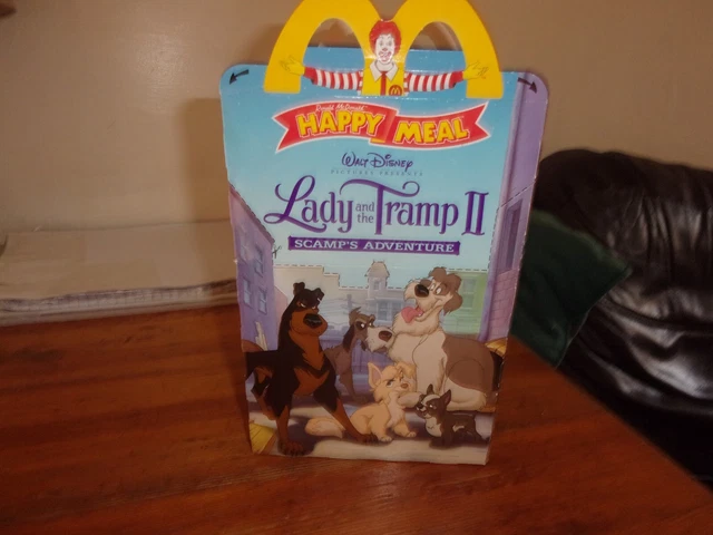 MCDONALDS HAPPY MEAL box,lady & the Tramp 2( scamps adventure) 2001 £3. ...