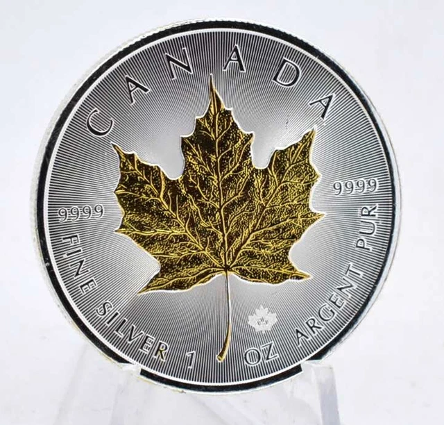 1 OZ SILBER Maple Leaf Canada 2025 gilded in Kapsel EUR 49,00 - PicClick DE