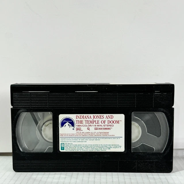 INDIANA JONES AND the Temple of Doom 1984 VHS Tape Harrison Ford (NO ...