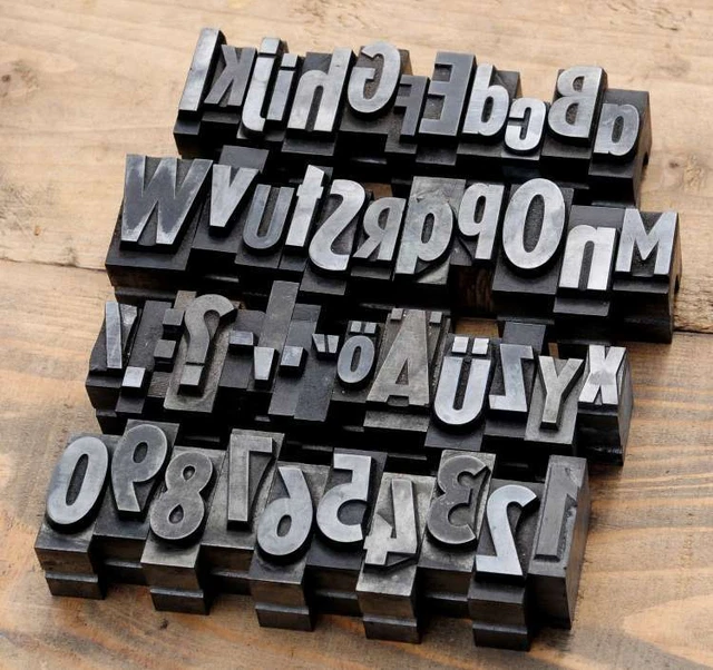ALPHABET CARACTERES PLOMB Tampon Imprimerie Typographie Lettres ...