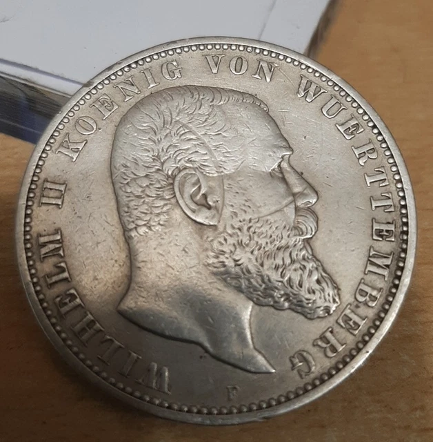 5 MARK DEUTSCHES Reich Wilhelm II. König von Württemberg 1899 F EUR 98 ...