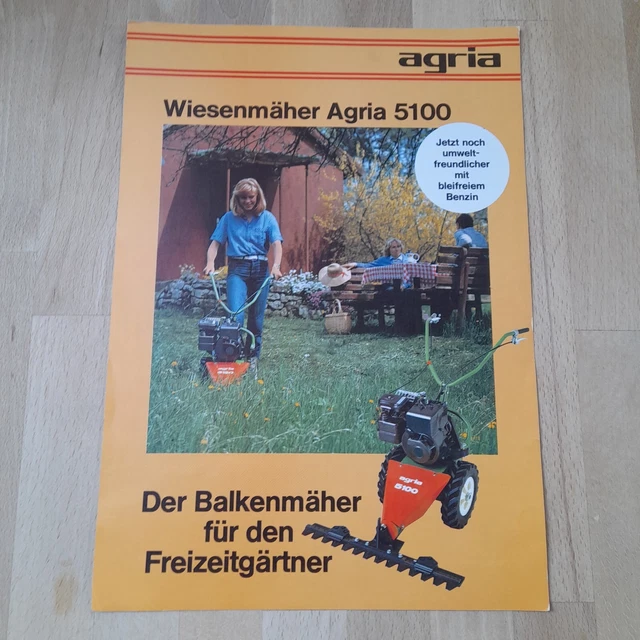 ORIG. SCHLEPPER PROSPEKT Agria Wiesenmäher 5100 Traktor Balkenmäher EUR ...