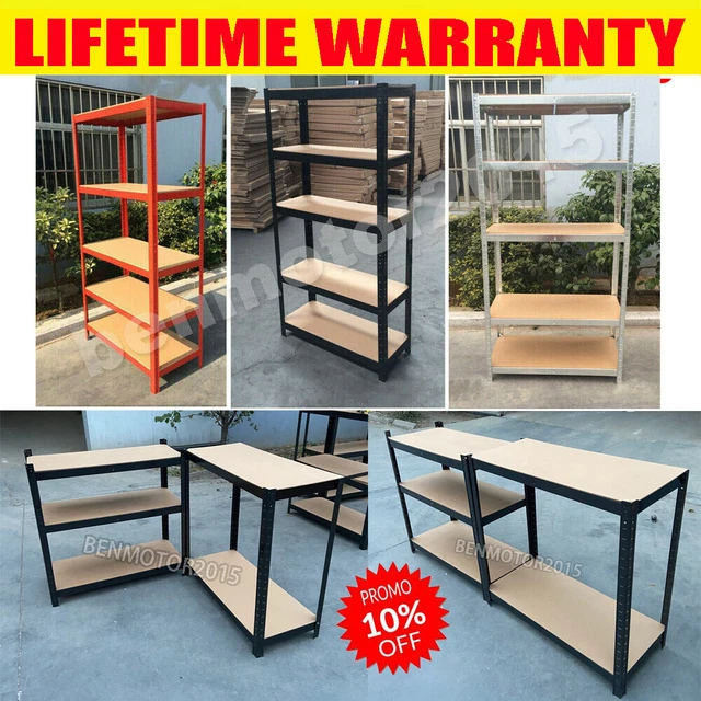 HEAVY DUTY STORAGE Racking 5 Tier Shelving Boltless Metal for Garage ...