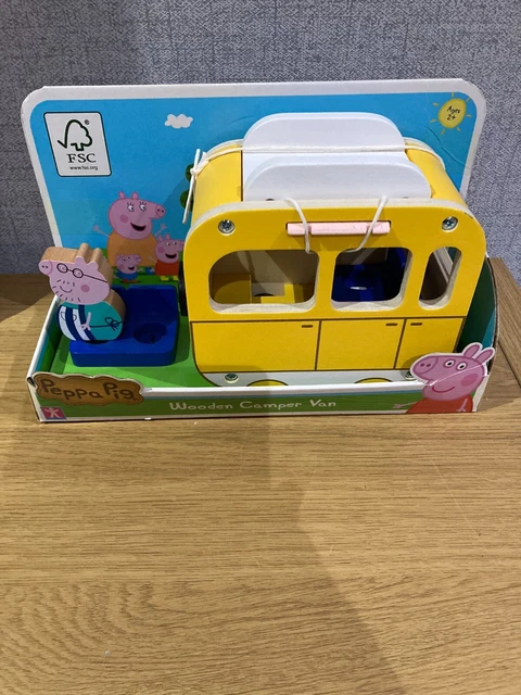 PEPPA PIG WOODEN Campervan Toy Camper Van Playset Vehicle With Daddy ...