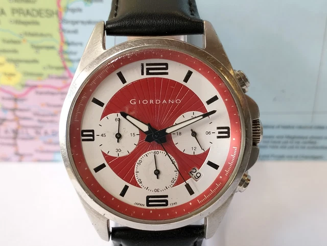 GIORDANO CHRONOGRAPH QUARTZ 1240.Vd53 Japan Men's Full Working All Org ...