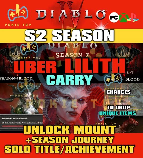 DIABLO 4 ECHO Of Lilith (Uber Lilith Lv100) Titre Seul Saison Transport ...
