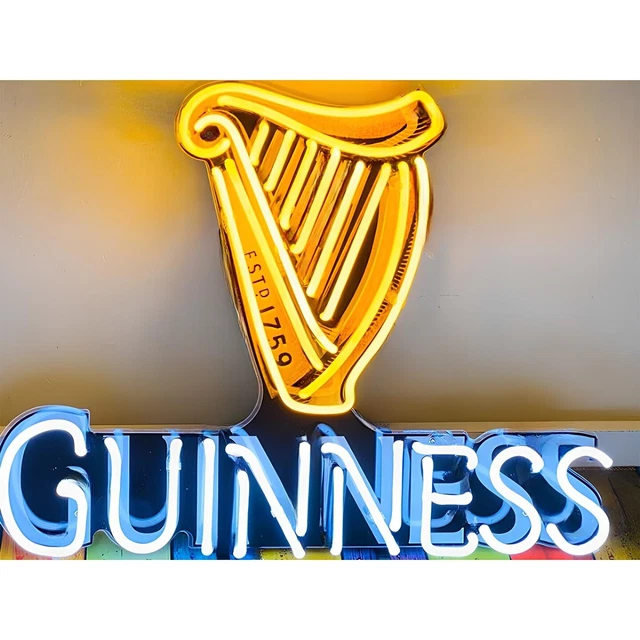 GUINNESS HARP BEER Bar 20"x16" Neon Lamp Light Sign HD Vivid Printing £ ...