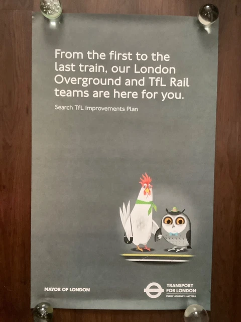 VINTAGE LONDON UNDERGROUND Poster - TfL Rail owl £16.31 - PicClick UK