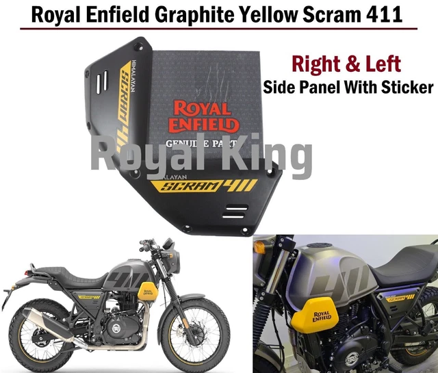 ROYAL ENFIELD &GRAPHITE Yellow Scram 411" Gauche & Droite "Panneau ...