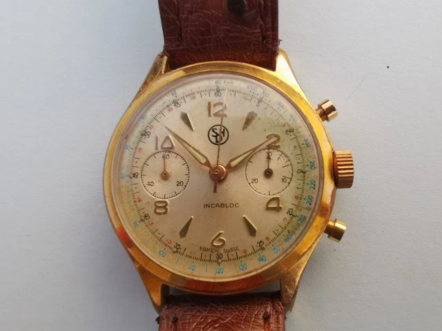 MONTRE ANCIENNE CHRONOGRAPHE SHD SUISSE LANDERON 152 années 50 VINTAGE ...