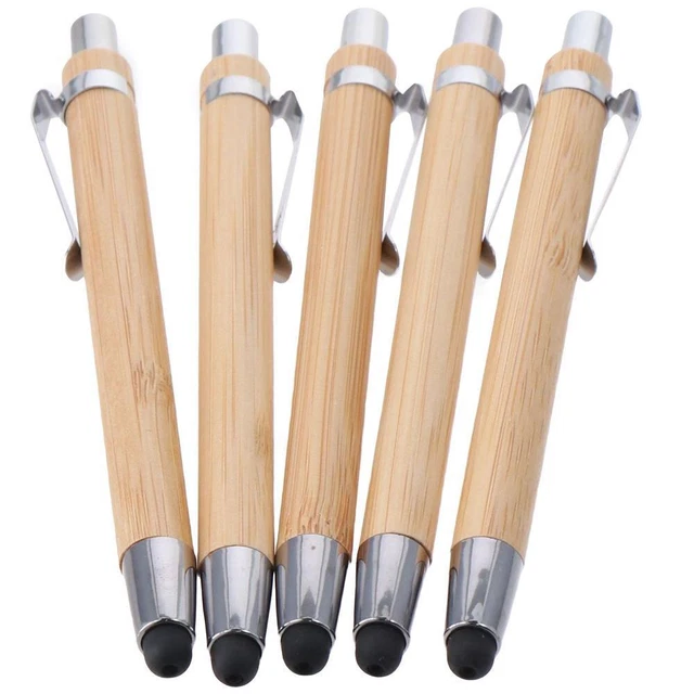 BLACK INK BALLPOINT Pen Bamboo Stylus Touch Pen Sustainable Pens Office $15.39 - PicClick AU