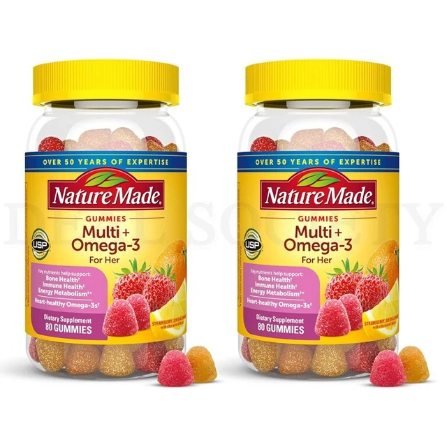 NATURE MADE WOMENS Multivitamin with Omega-3 80 Gummies Each Lot of 2 ...
