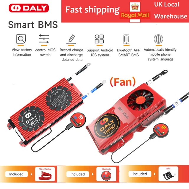DALY 4S 12V/ 8S 24V/ 16S 48V 100A-250A LiFePO4 Smart (Fan) BMS ...