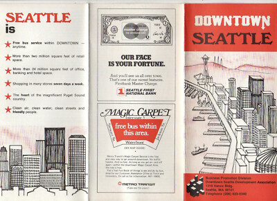 A1 PAMPHLET BROCHURE foldout Downtown Seattle w/ map 364a £21.50 ...