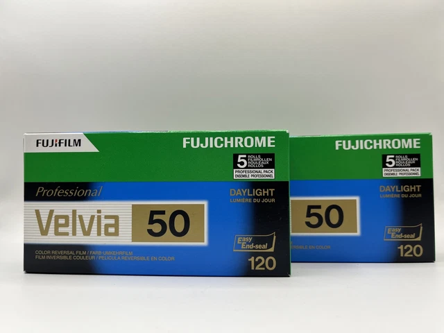 JUEGO DE 2 [Nuevo Exp 03/2025] Fujifilm Fujichrome Velvia 50 ISO Color ...