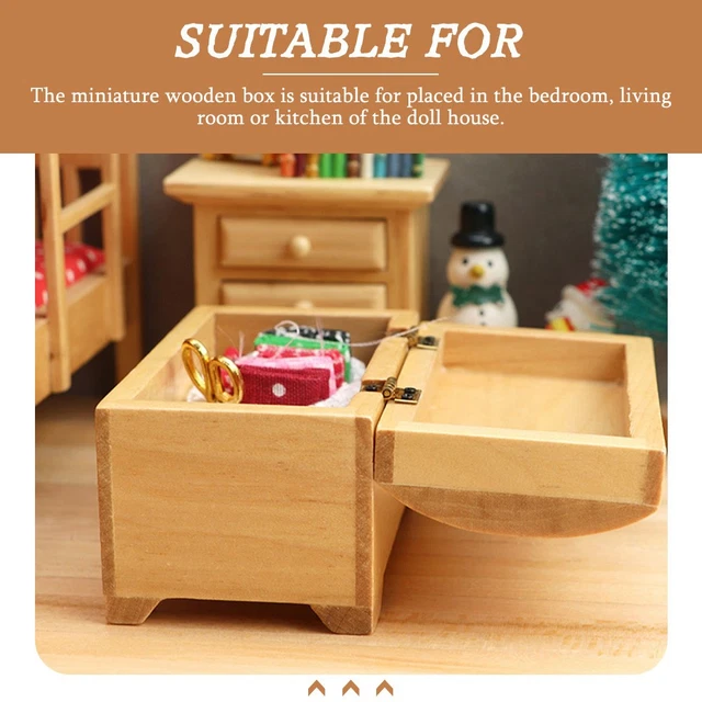 MINI FURNITURE DOLLHOUSE Miniature Treasure Chest Dolls Nursery Girls ...