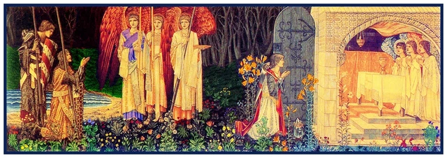 WILLIAM MORRIS'S SAINTE Grail Vision Panneau Point de Croix Motif EUR ...