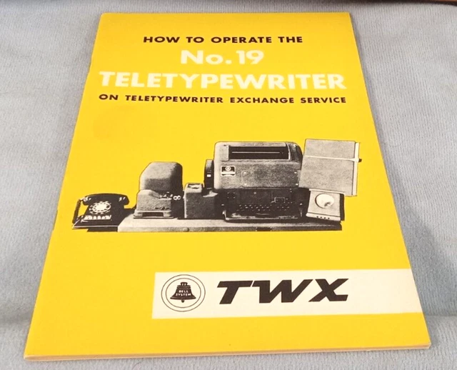 BELL TELEPHONE SYSTEM Booklet "How to Operate No. 19 Teletypewriter ...