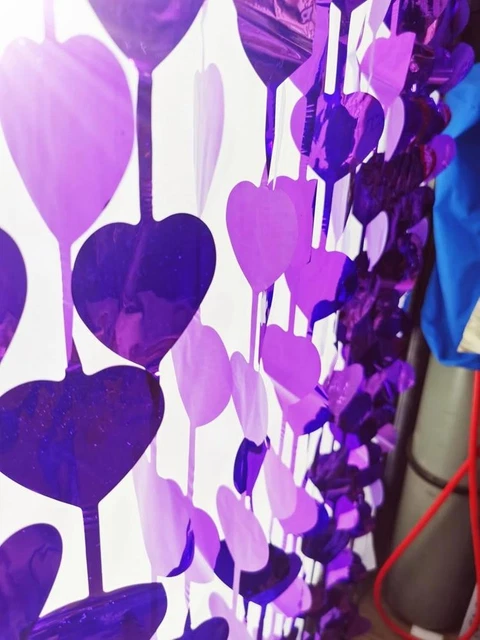 2 PACK FRINGE Curtain Backdrop, 3.2Ft x 6.6Ft Heart-Shaped Metallic ...
