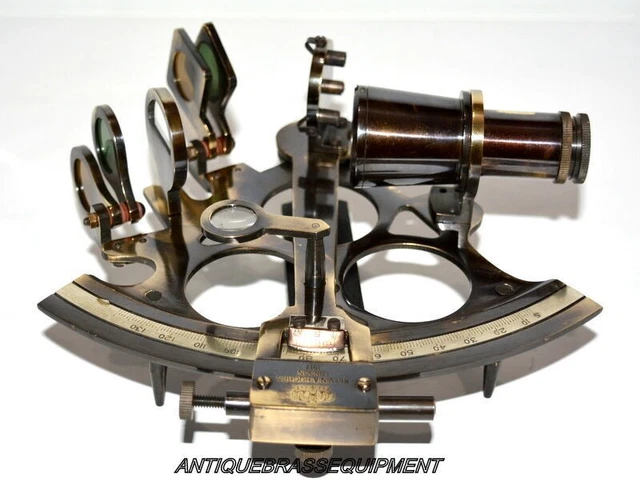 ANCIEN SEXTANT ASTROLABE allemand 6'' laiton nautique cadeau maritime ...