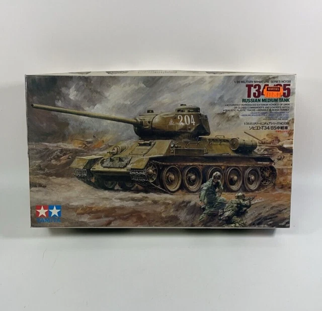 TAMIYA T34/85 MEDIUM Russian Tank 35138 1:35 Military Miniature Series ...
