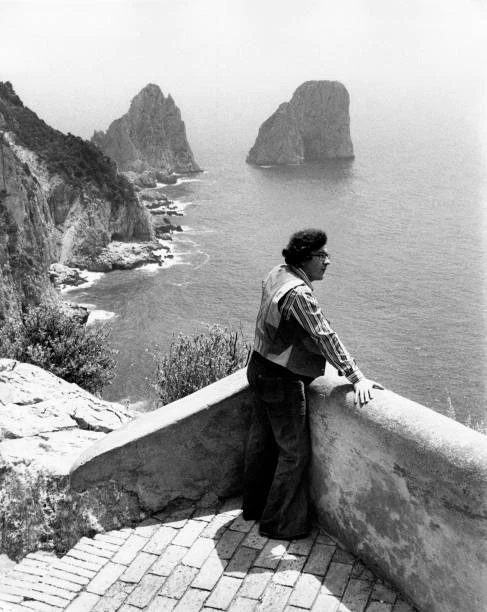 ITALIAN SINGER PEPPINO di Capri looking at sea famed sea stacks s- 1970 ...