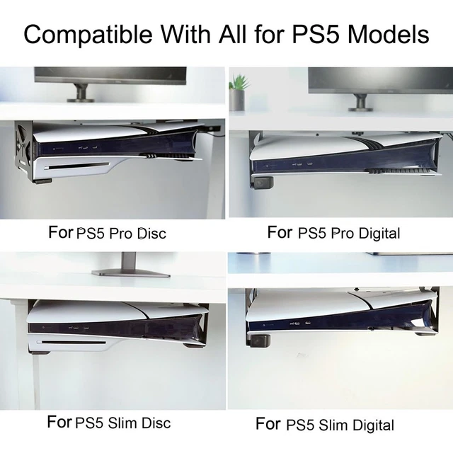 FOR PS5 GAME Console Metal Storage Stand Under Desk Space Saving Black ...
