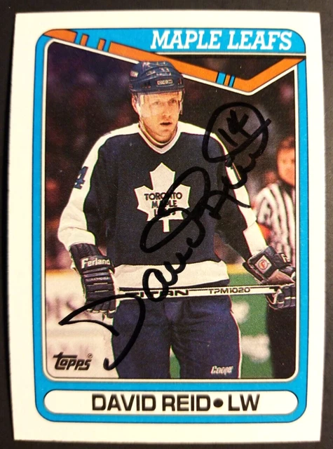 DAVID REID TORONTO Maple Leafs 1990 Topps #290 NHL Autographed Hockey ...